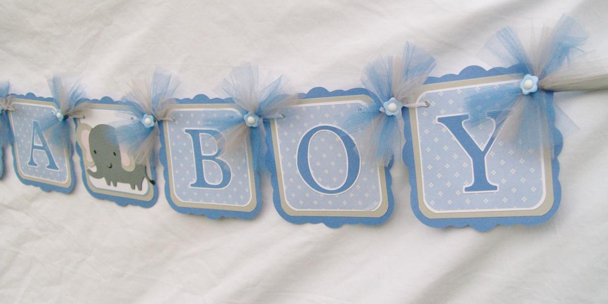 Elephant, Baby Shower Banner, Blue, Grey, White, Its A Boy on Luulla